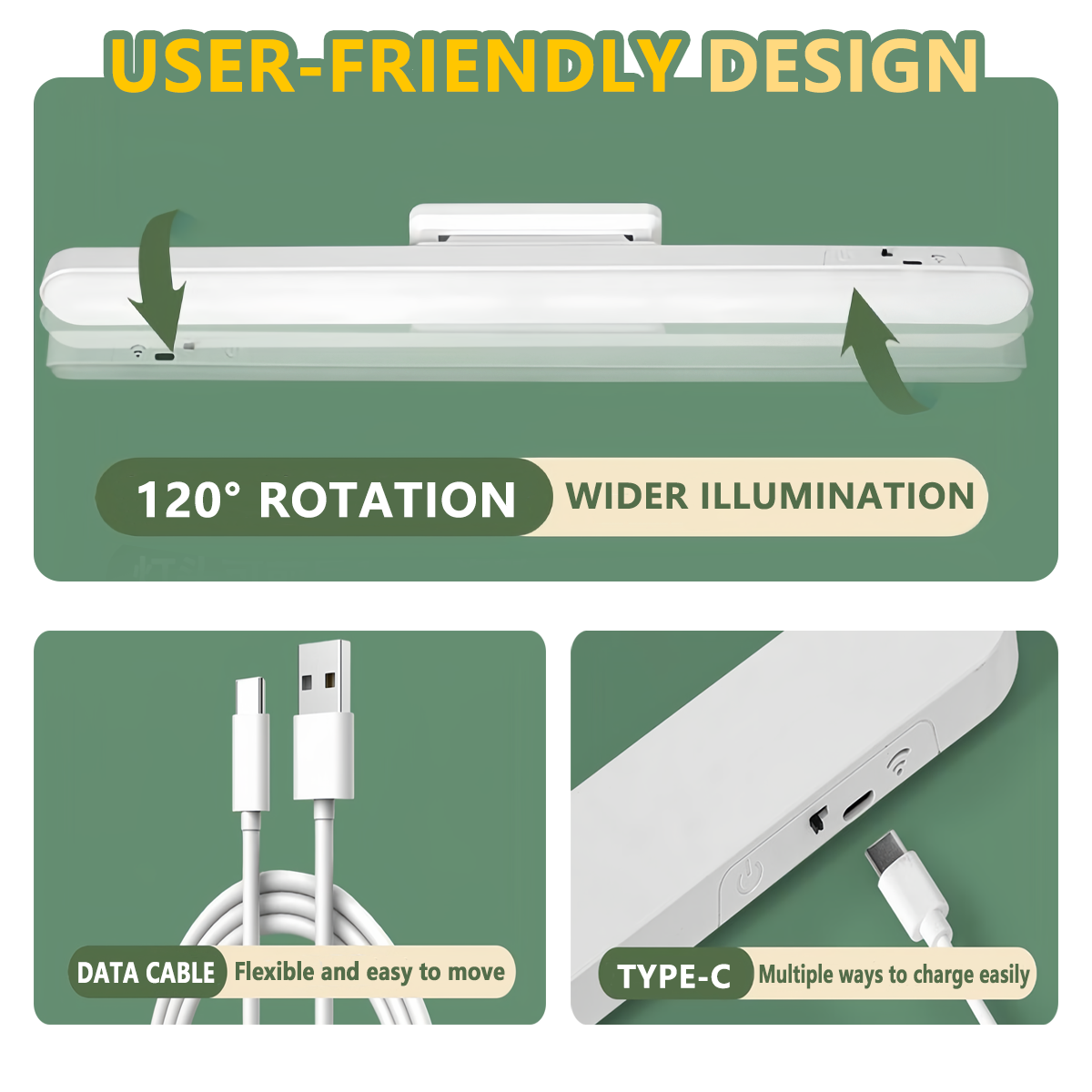 LED Rechargeable Light Magnetic Study Lamp Desk Lamp for Room Reading ...