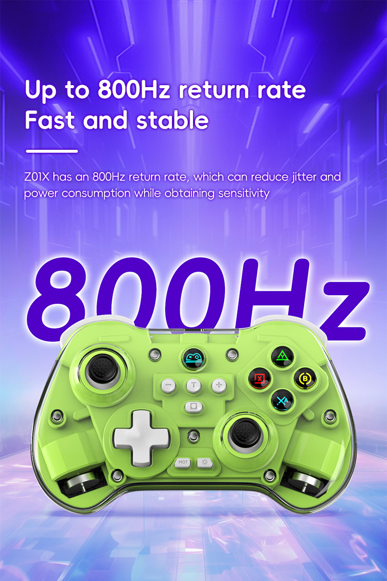 Z01X Transparent Wireless Game Controller with Hall rocker Turbo ...