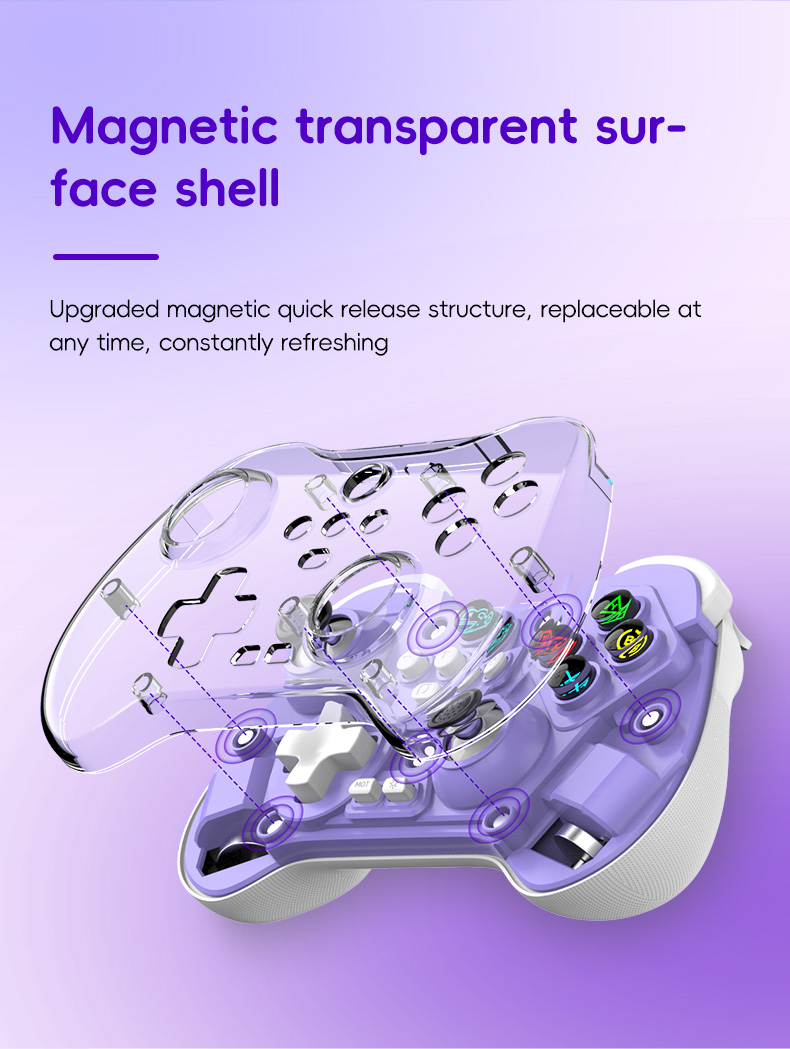 Z01X Transparent Wireless Game Controller with Hall rocker Turbo ...