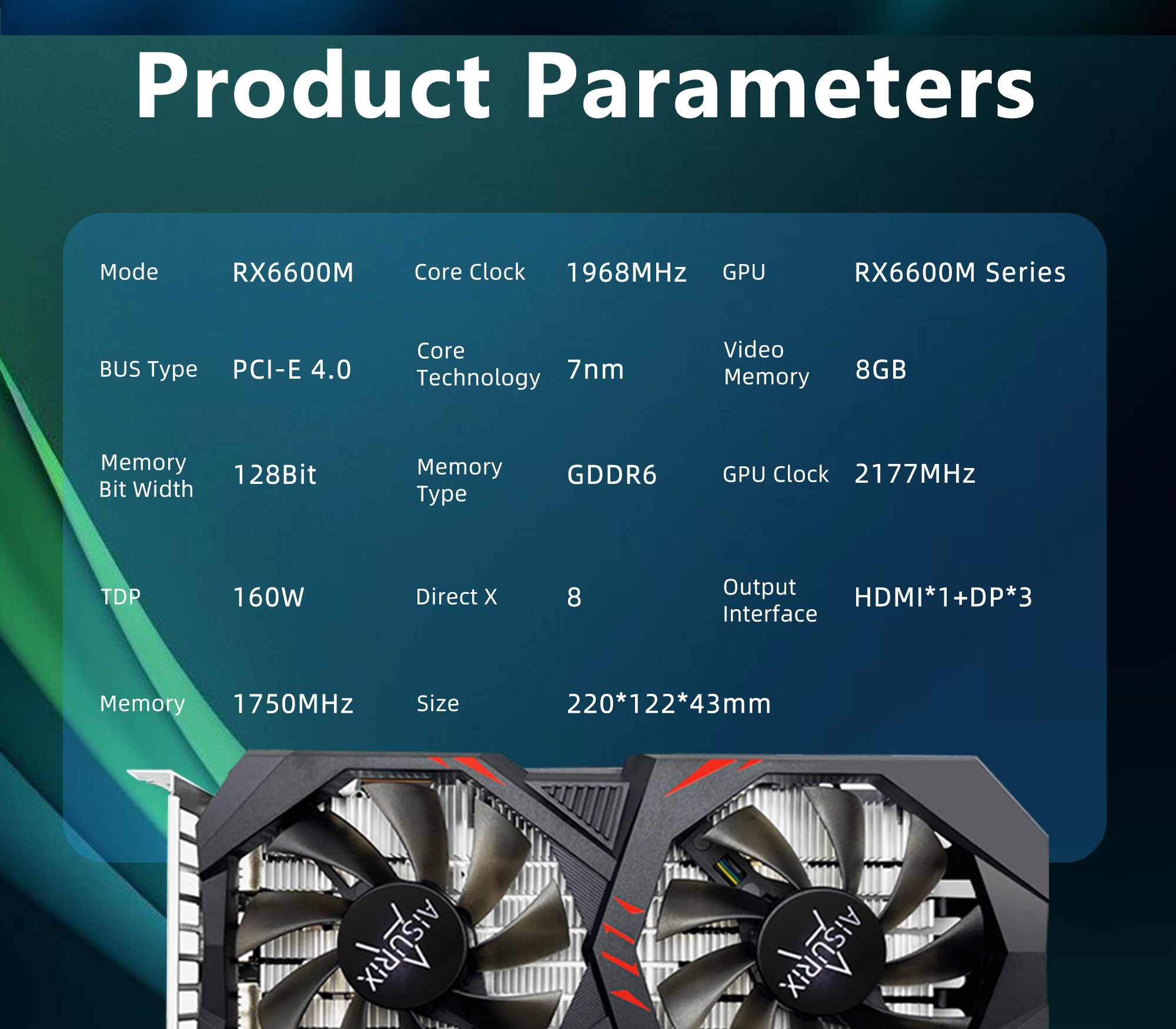 AISURIX 100% RX6600M 8G New Graphics Card ARMOR 8GB GDDR6 Video ...