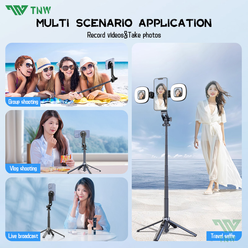 TNW SP14 Magnetic Selfie Stick 135cm Magsafe Tripod With Fill Light ...