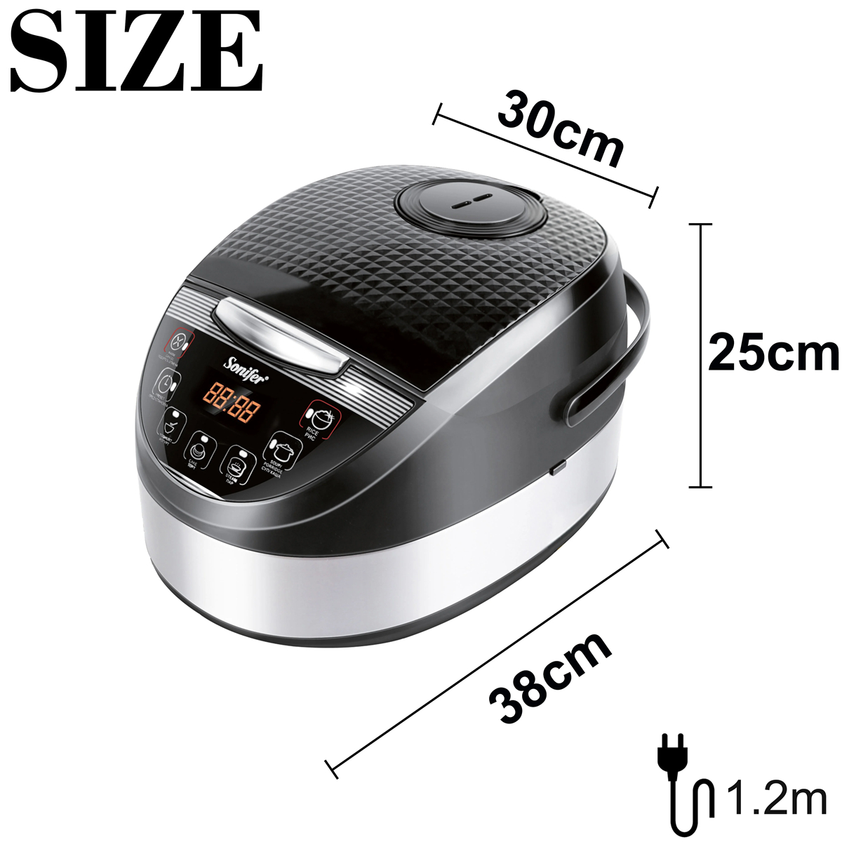 Sonifer Smart Digital Rice Cooker 5L 900w 10 people Fashion Multi ...