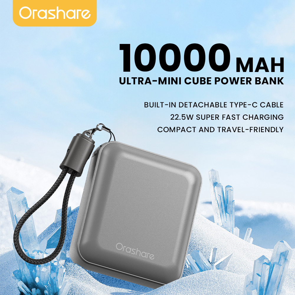 Orashare PCA11 10000mAh Mini Powerbank With Detachable Type-C Cable 22 ...