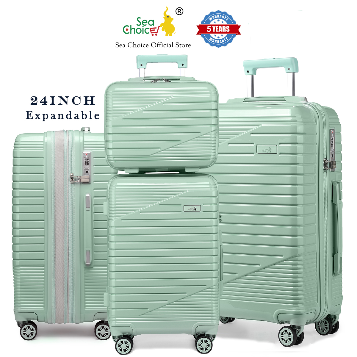 SeaChoice PC Travel Luggage 14/20/24/28 In Ultralight Portable Suitcase ...