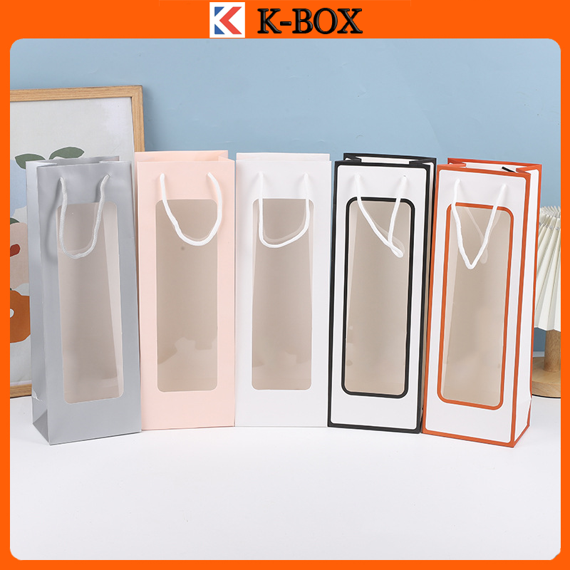 (5 PCS) Wine Paper bag, Bottle Gift bag, Flower Paper Bag Tumblr Box ...