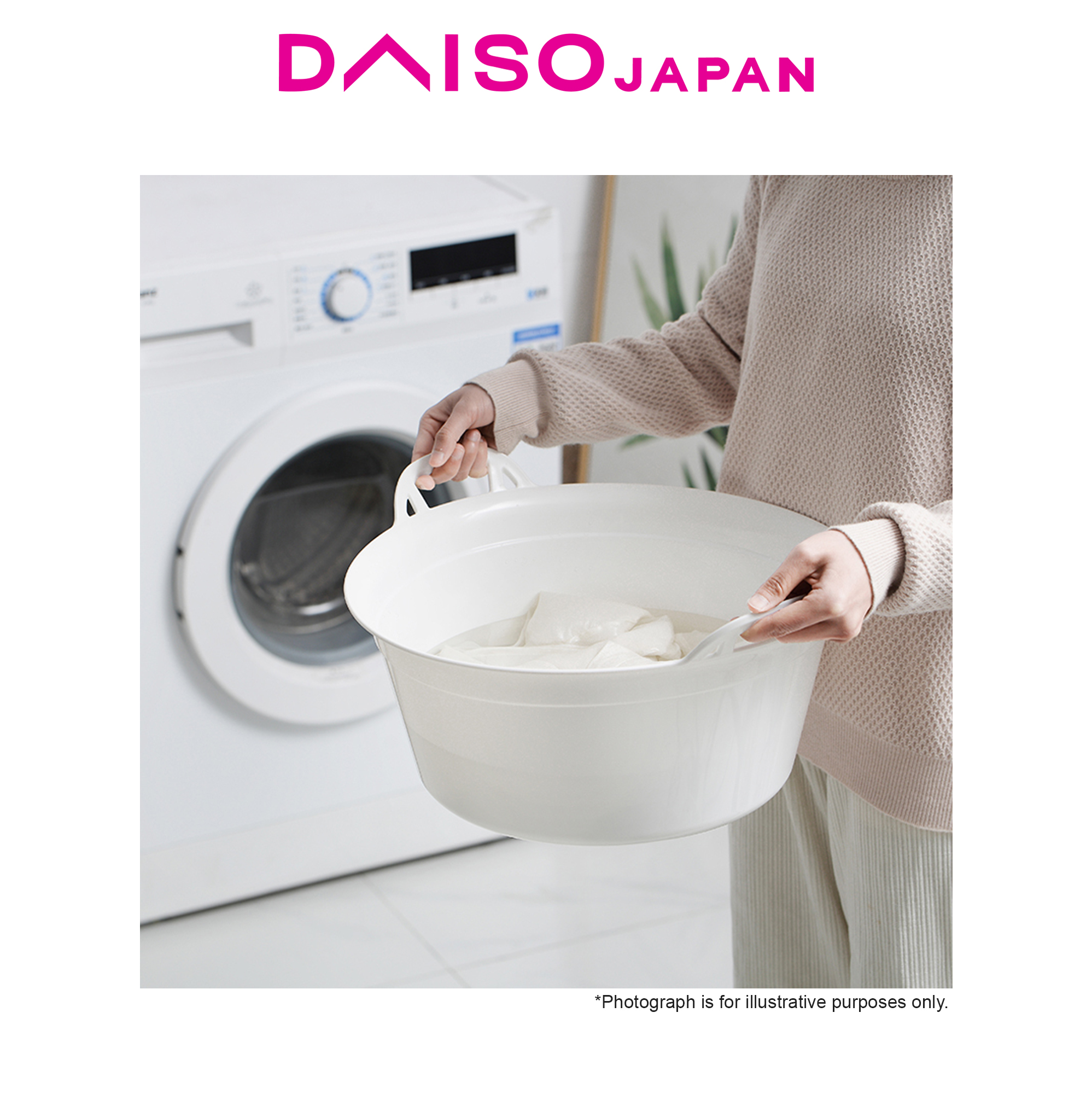 Daiso White Wash Tub Basin with Handle 14L | Shopee Philippines