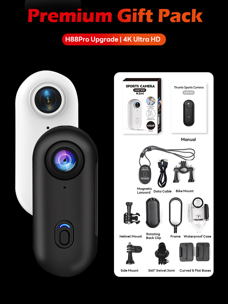 Mini Action Camera 4K/30FPS WiFi Camera Wateroroof Live Portrait Mode ...
