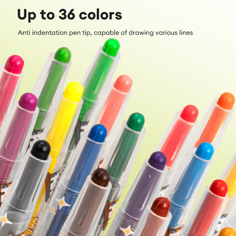 Deli 12/24/36 Colors Rotating Crayon Set Washable Non-Toxic Art Pens ...
