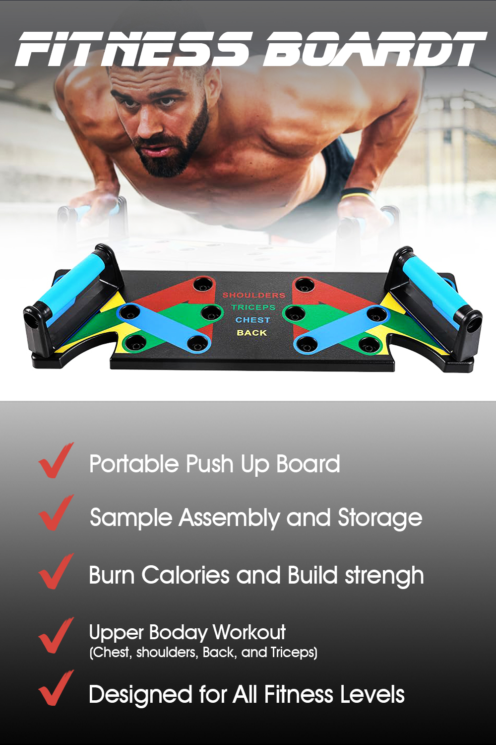 The Ultra Push System Push-up Bracket Board Portable for Home Fitness ...