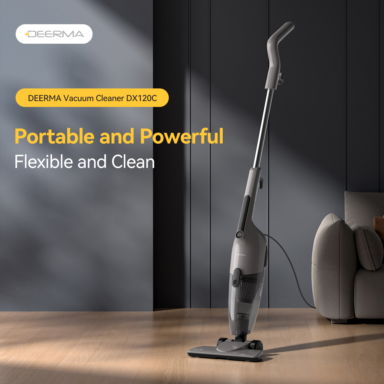 Deerma DX120C handheld Vacuum Cleaner Lightweight Vacuum with 3 Brushes ...