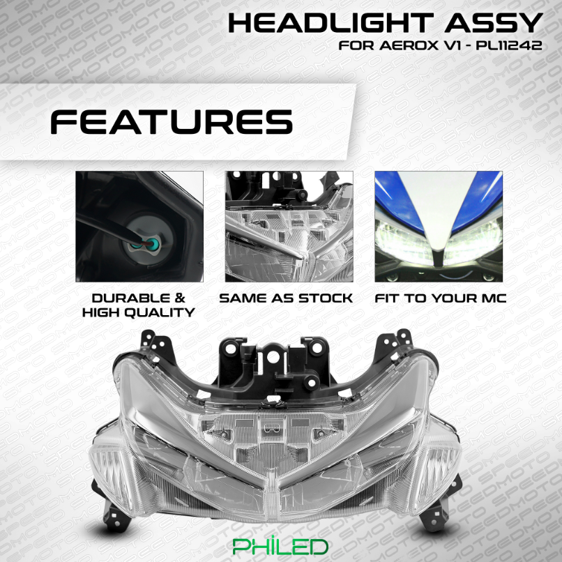 PHILED AEROX V1 HEADLIGHT ASSY CLEAR FRONT HEADLIGHT FOR YAMAHA AEROX ...