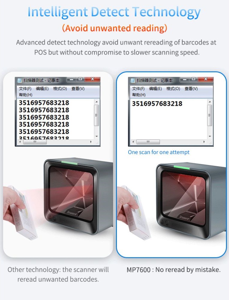 LogicOwl OJ-MP7600L 2D 1D QR Barcode Scanner with IR Sensor for POS ...