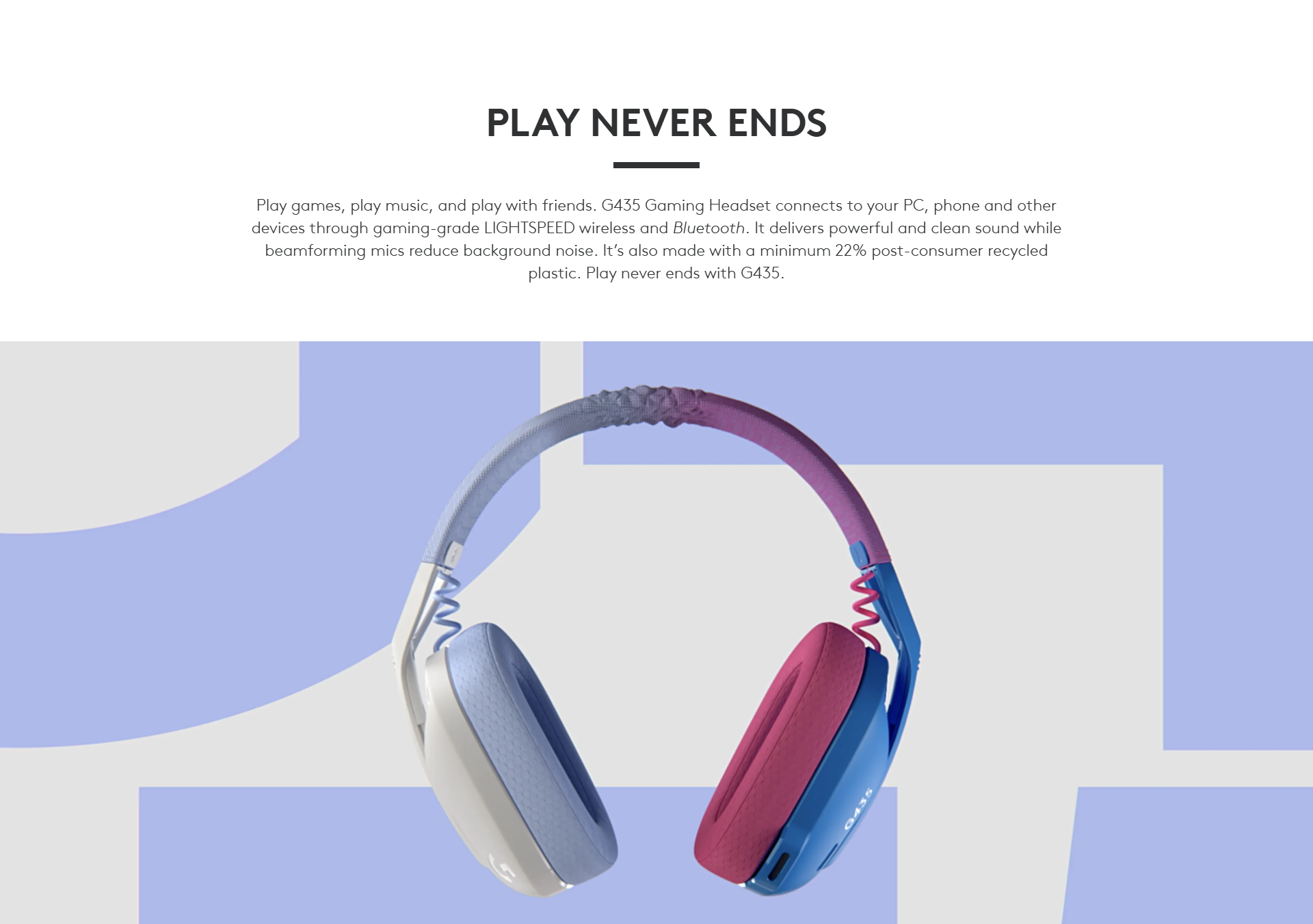 Logitech Gaming Headset G435 LIGHTSPEED Ultra-Light Bluetooth USB 2.0 ...