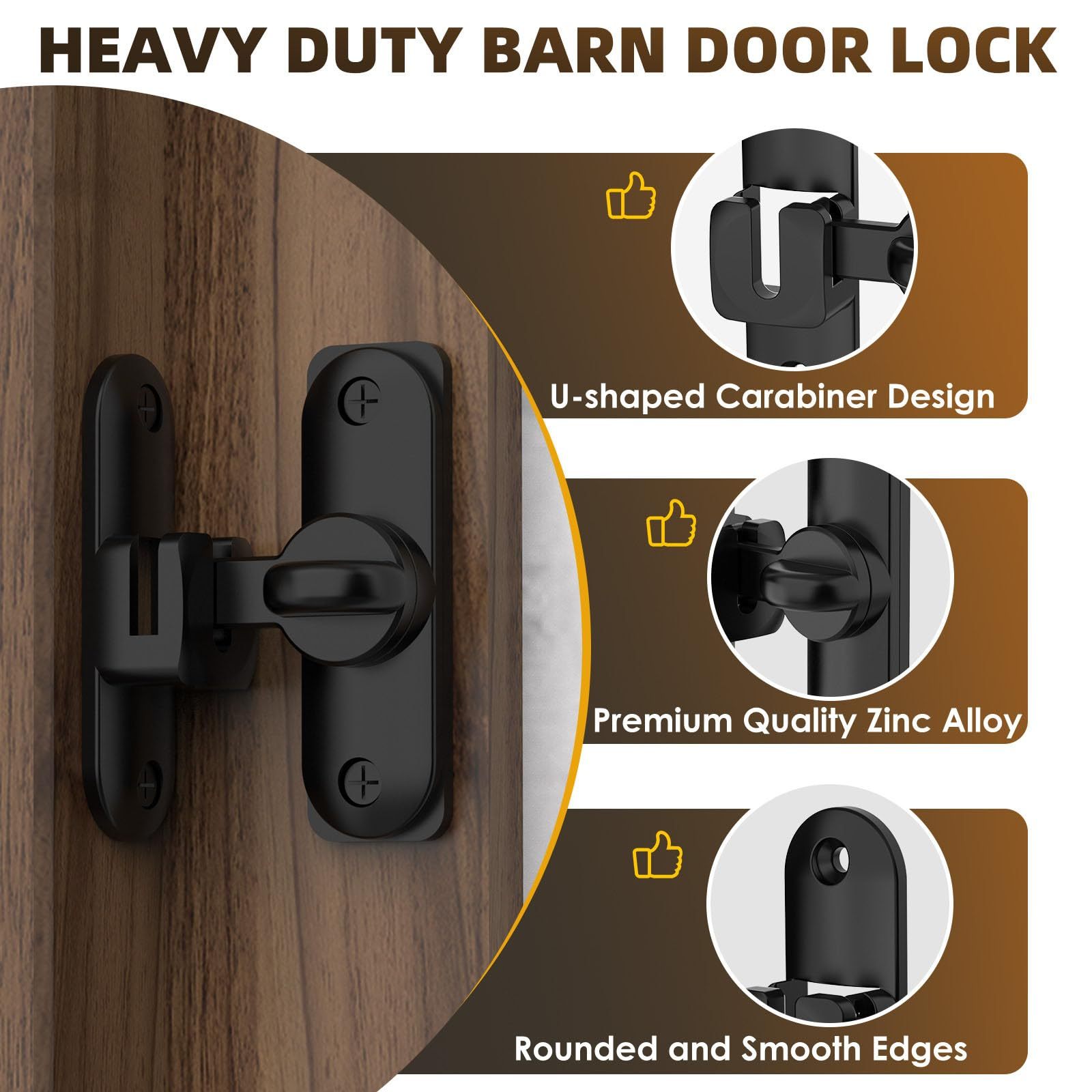 90/180 Degree Door Lock Small Sliding Door Latch Heavy Duty Bar Gate ...