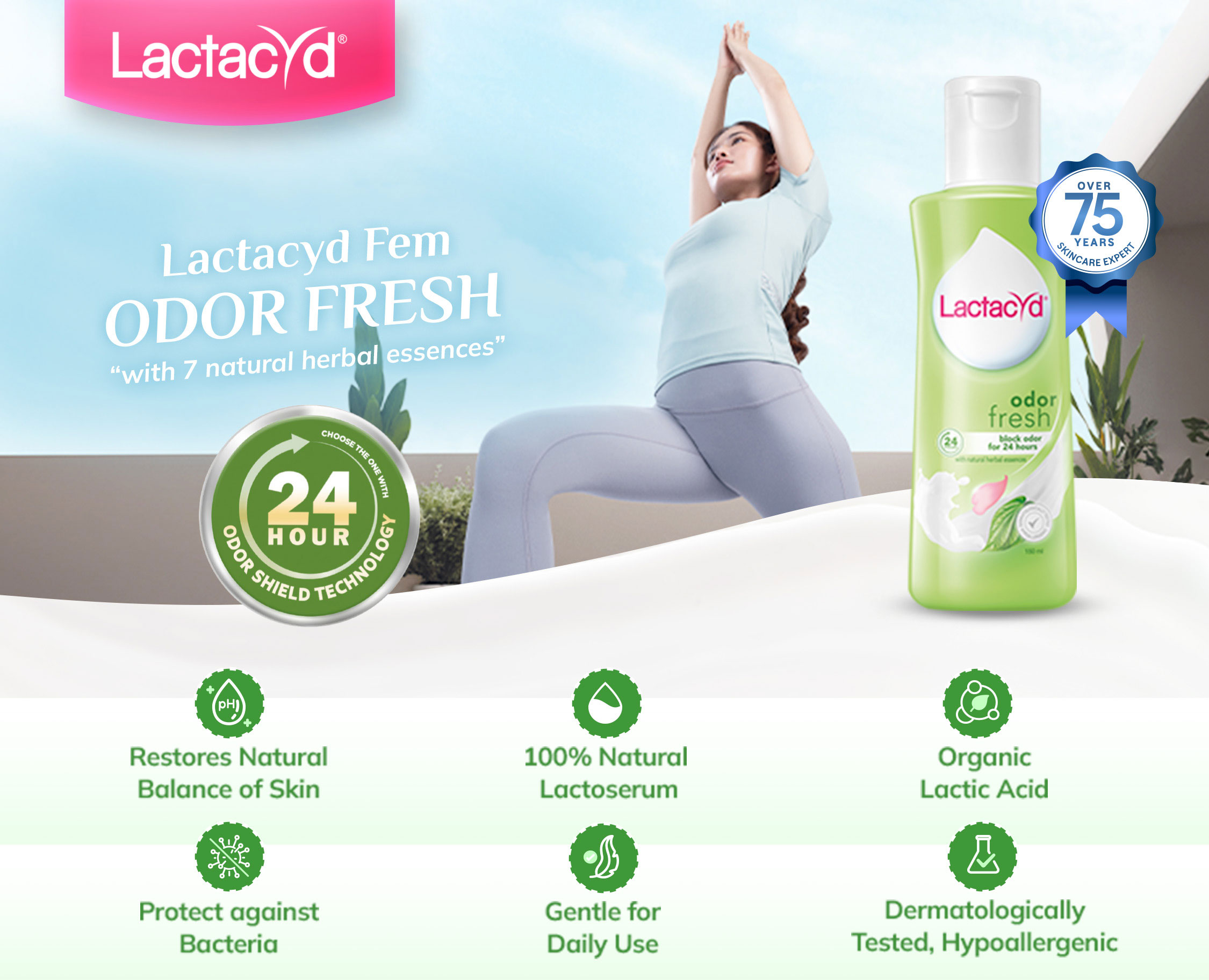 Lactacyd Odor Fresh Feminine Wash Cleanser Long-Lasting 24 hours ...