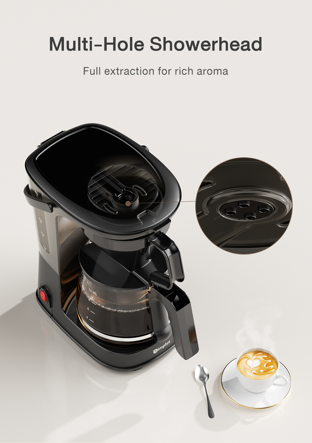 Simplus Coffee Maker 1.25L Large Capacity 10 Cups Auto Drip Filter Pour ...