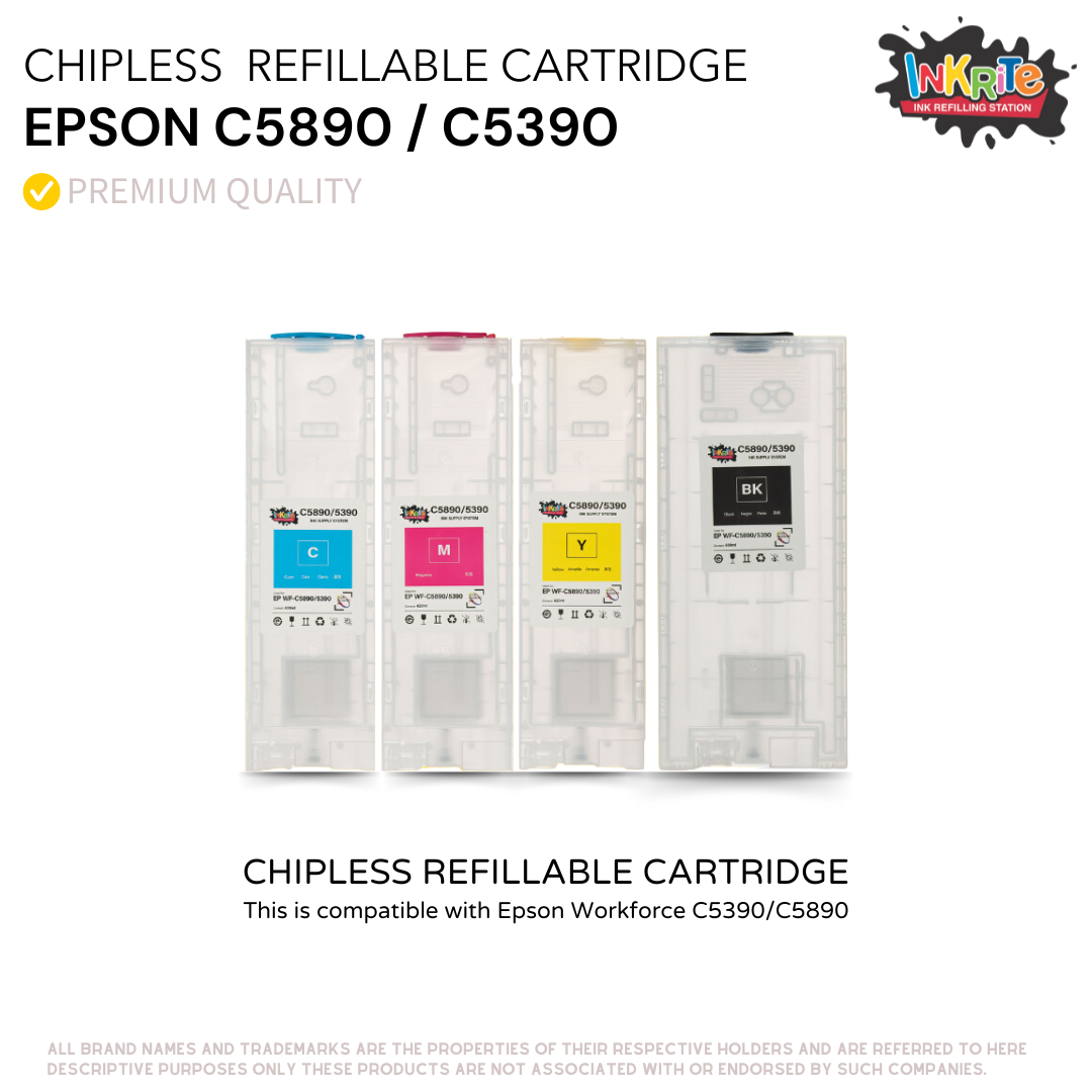 Inkrite Chipless Jumbo Refillable Ink Cartridge for Epson WF-C5390 & WF ...