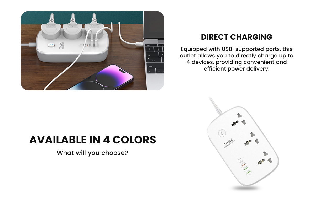 TYLEX XE20 Universal Power Strip Extension 3250W Super Power Socket ...