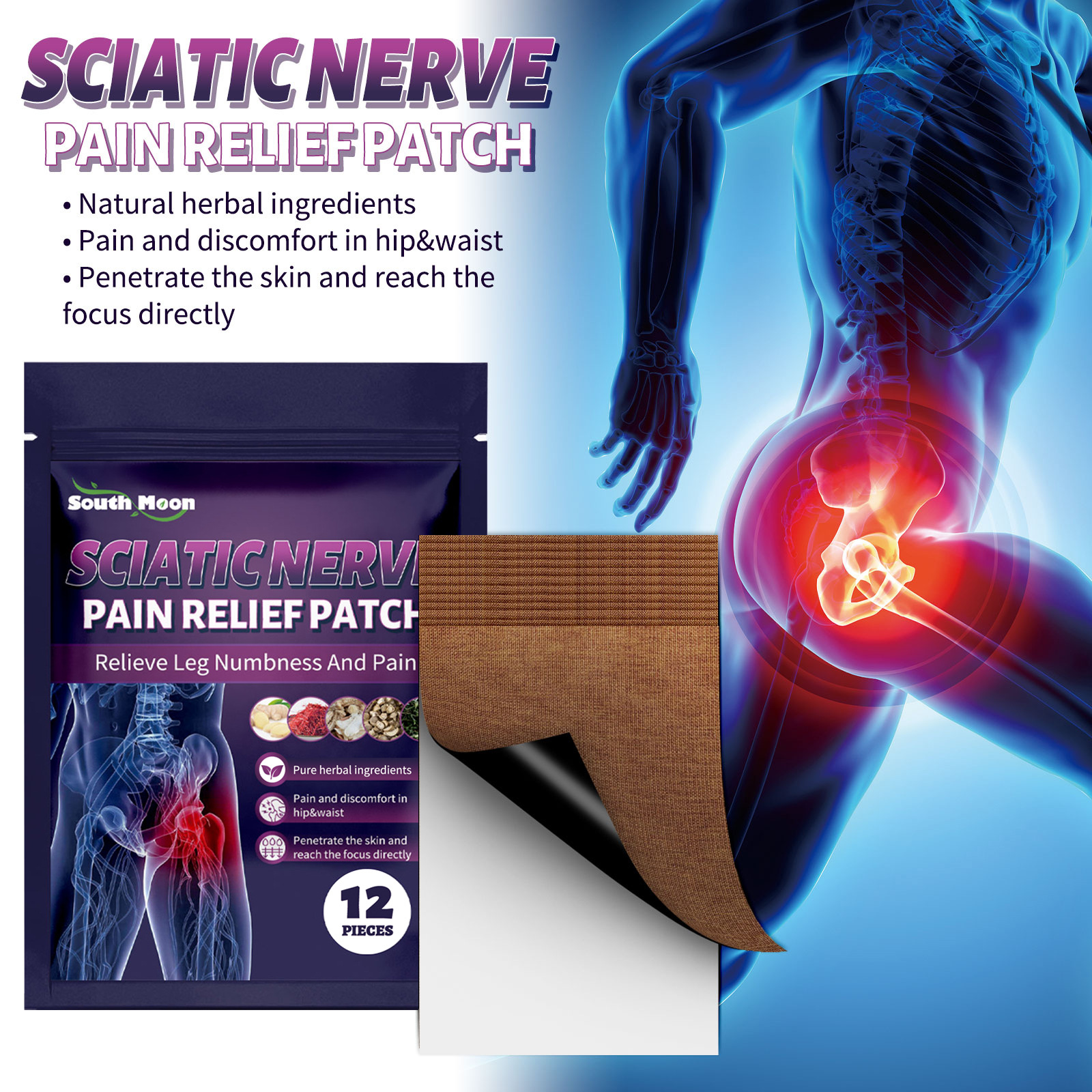 Sciatica Patch Crotch Sticker Treat Piriformis Hip Pain Arthritis ...