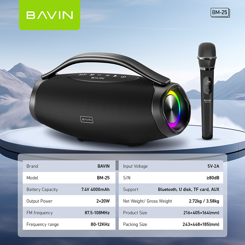 BAVIN BM25 Outdoor Wireless Bluetooth Speaker Splashproof w/ RGB ...