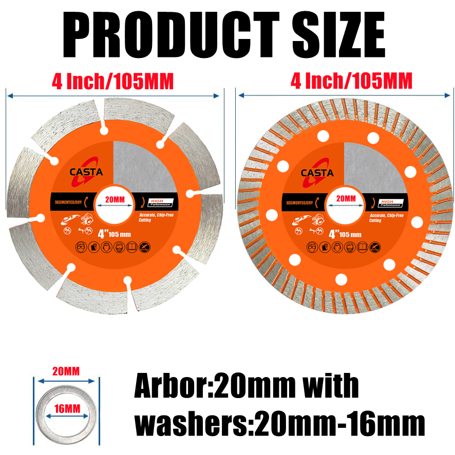 Diamond Turbo Blade 4-Inch Cutting Disc Saw Blade For Porcelain Ceramic Tile Granite Dia 105mm ...