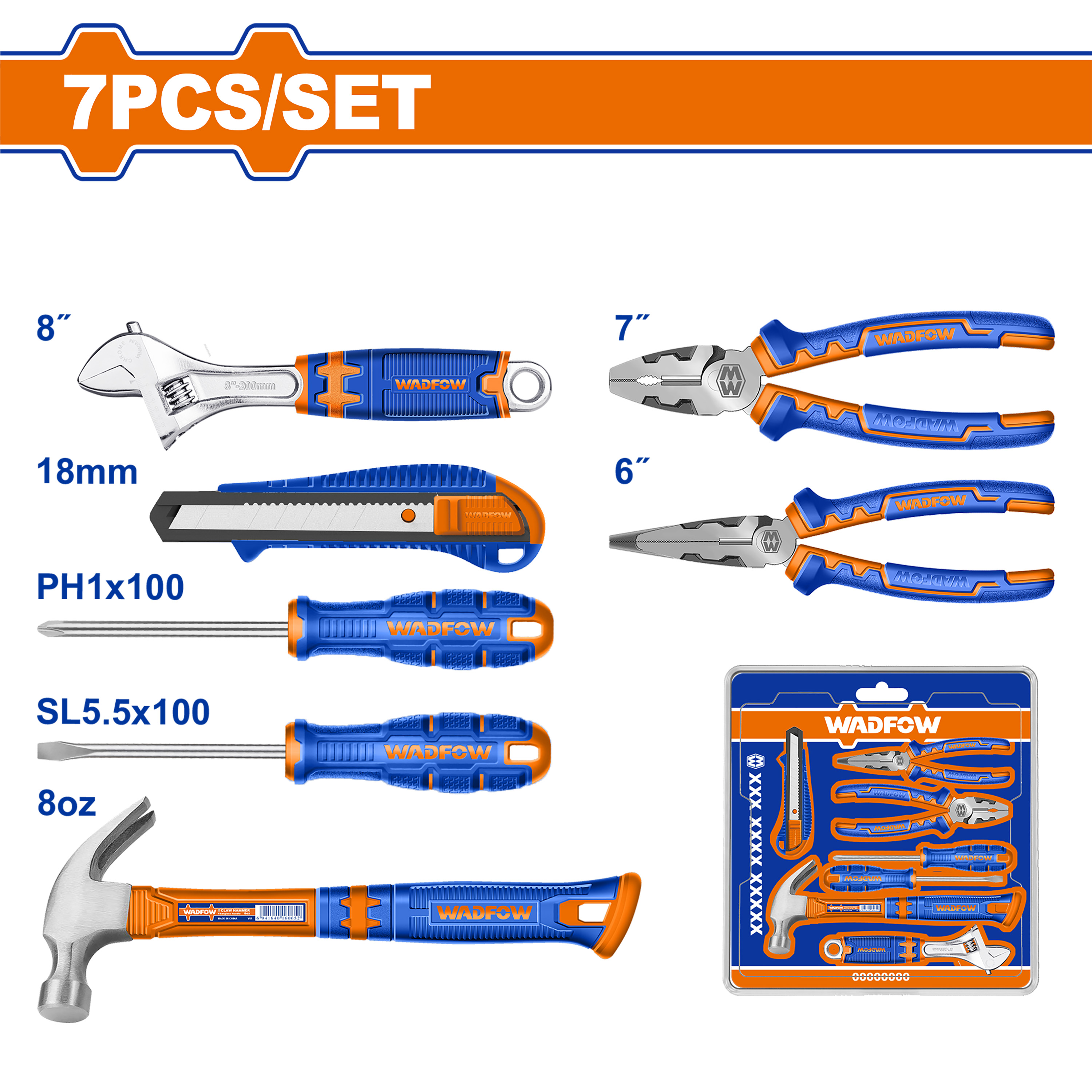 Wadfow 7PCS/Set Handtools Set Combination Pliers, Claw hammer etc. WHS5307 (WHT) | Shopee ...