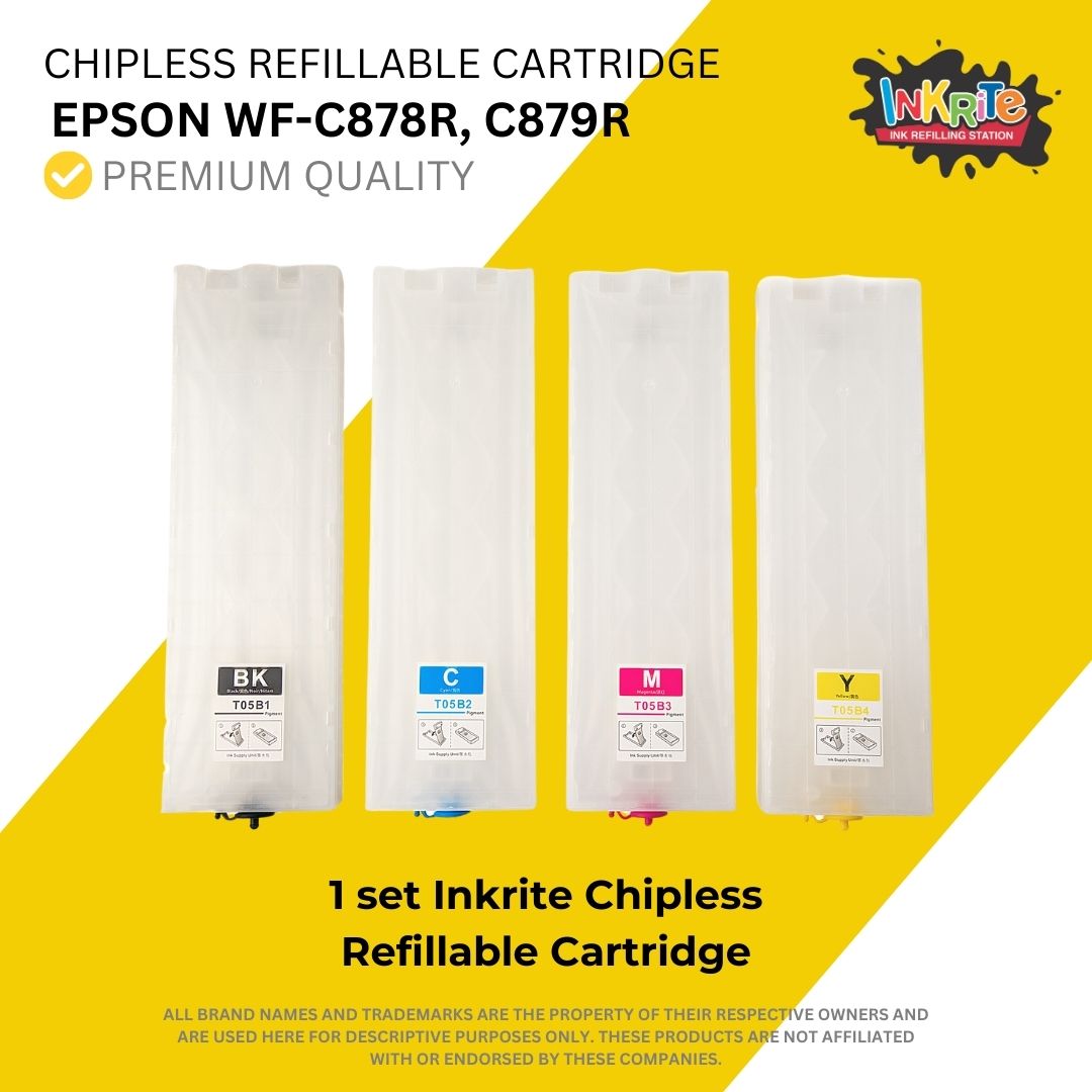 Inkrite Chipless Refillable Ink Cartridge for Epson WF-C878R, WF-C879R ...
