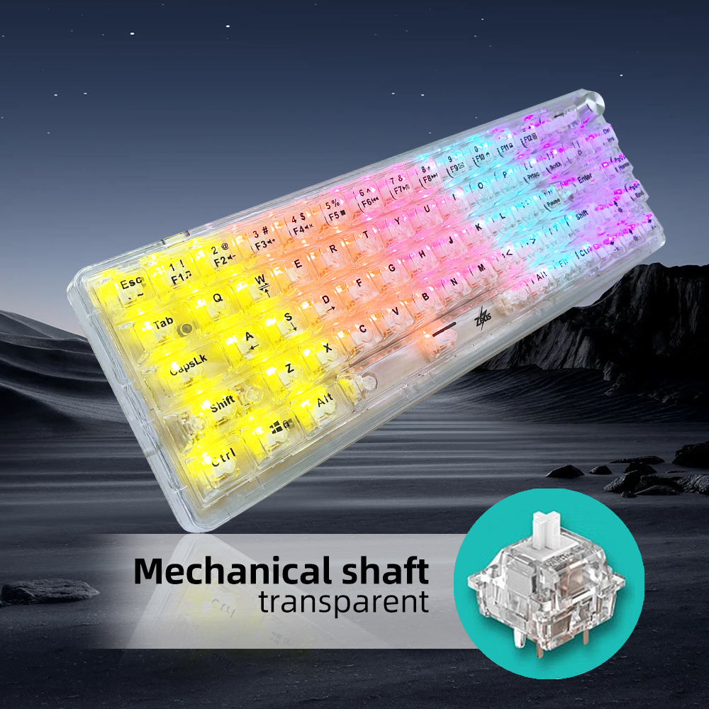 Zeus 60% Wired Transparent Mechanical Keyboard W/ Transparent Keycaps ...