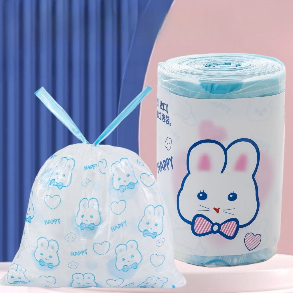 SJW 50pcs 100pcs/Roll Drawstring Garbage Bag Cute Printing Thickened ...