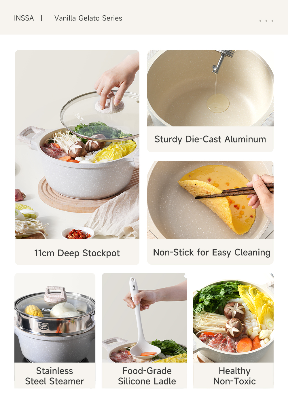 Simplus 24cm Stockpot Non-Stick Soup Pot +Stainless Steel Steamer+ ...