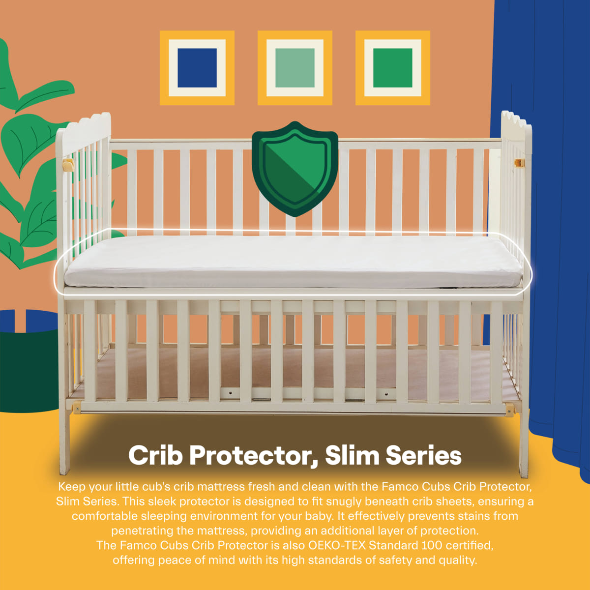 Famco Crib Protector, Slim Series - Slim and Snug Protection for Baby ...