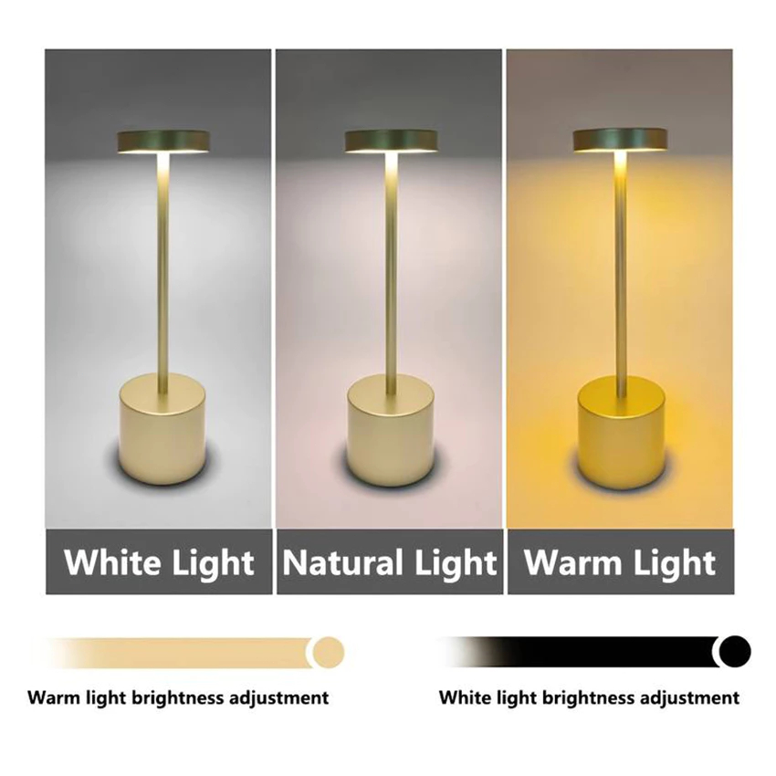 Gold Star Bar Table Lamp LED 3Colors Metal Desk Light Brightness Indoor ...