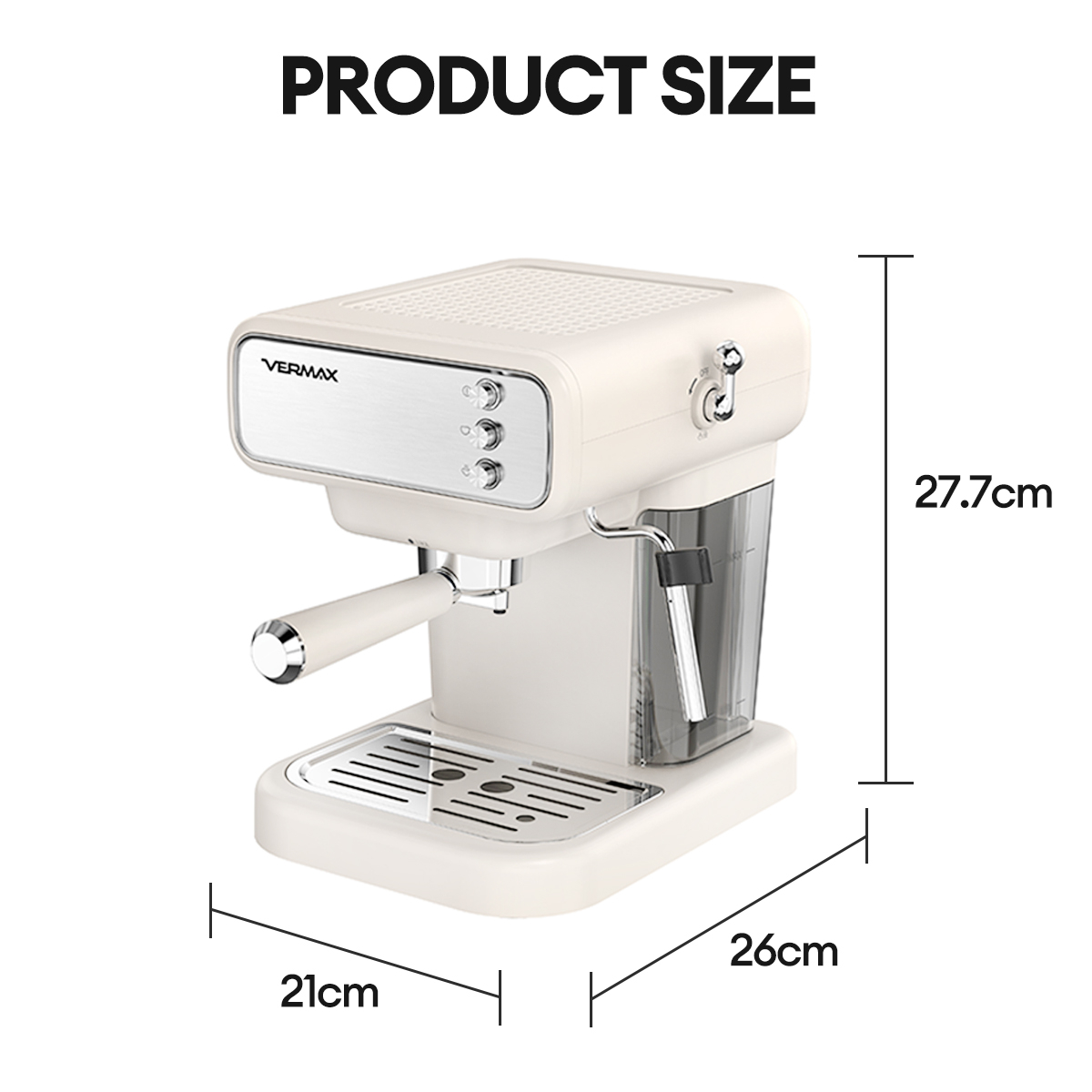 Vermax Coffee machine 950W Milk frother system 20 Bar Coffee Maker ...