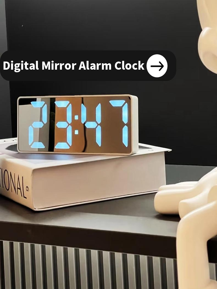 LED Digital Alarm Clock Sound Control Temperature Desk Clock Aesthetic ...