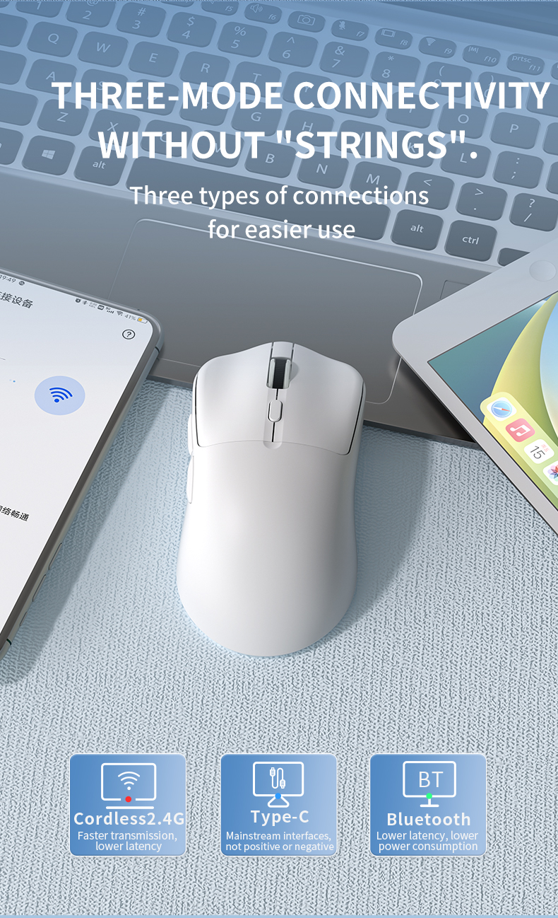 LANGTU T6 2.4G Bluetooth Wired Tri-Mode Wireless Mouse 66g lightweight ...