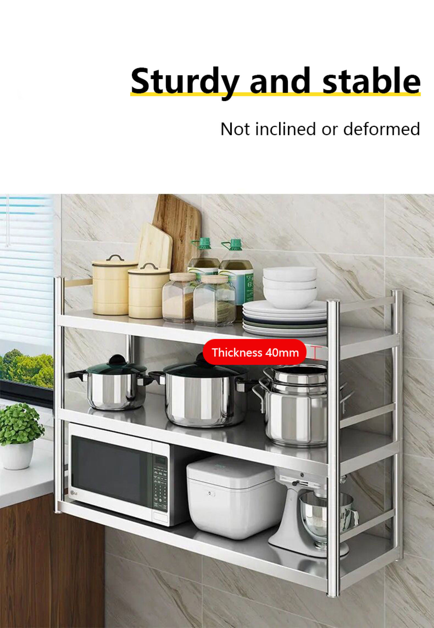 2-layer stainless steel storage rack Wall-Mounted Storage Rack ...