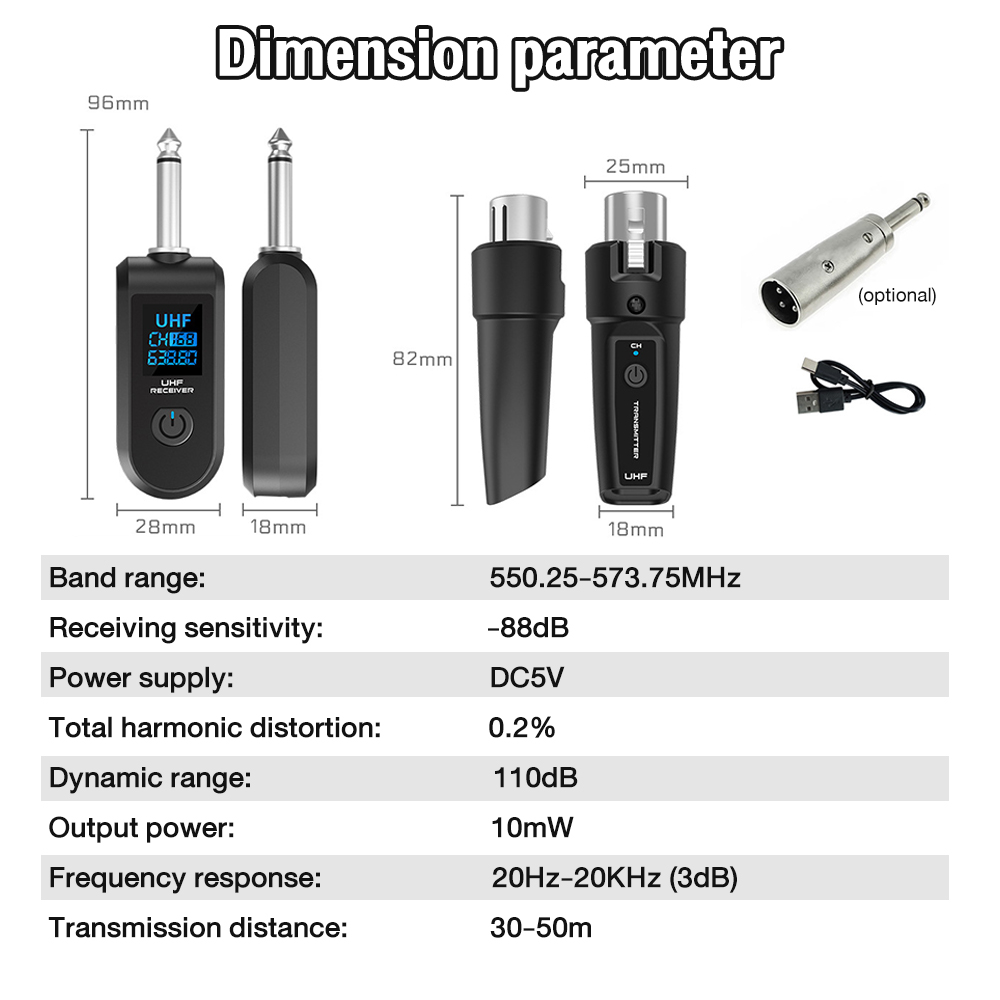 Wireless Microphone Receiver System XLR Transmitter Converter For ...