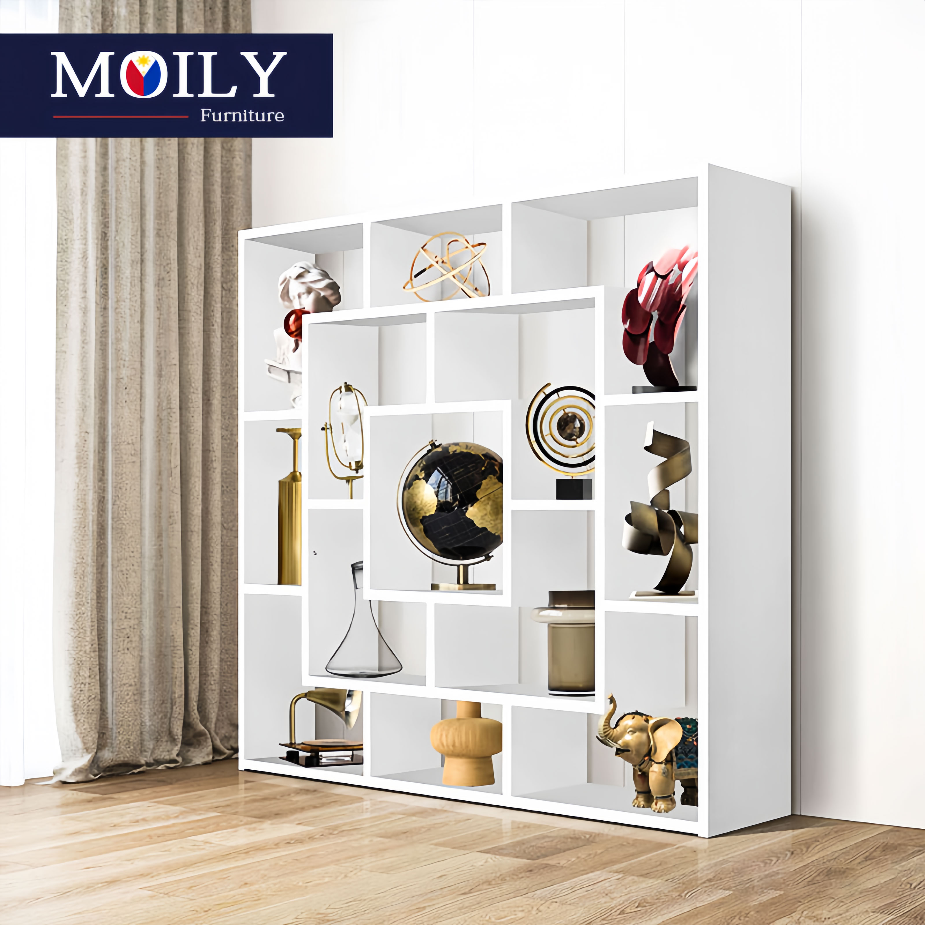 Living room bookshelf, wooden storage rack, partition rack, combination ...