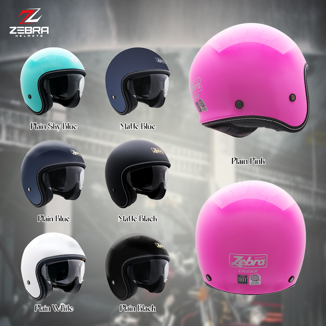 ZEBRA 807 CRUISER Classic Helmet half face single visor Retro vintage ...
