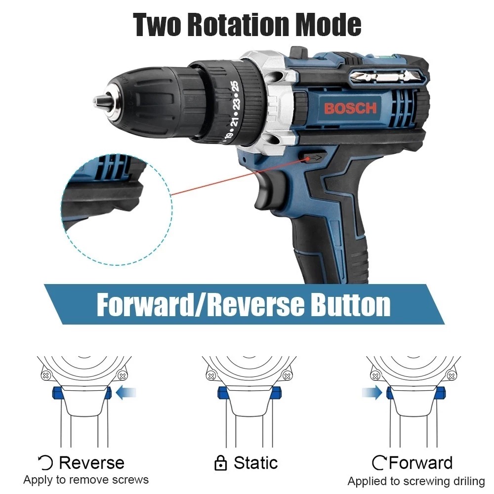 BOSCH 32 pcs set 1288V Impact Drill Set Cordless Hand Drill Set ...