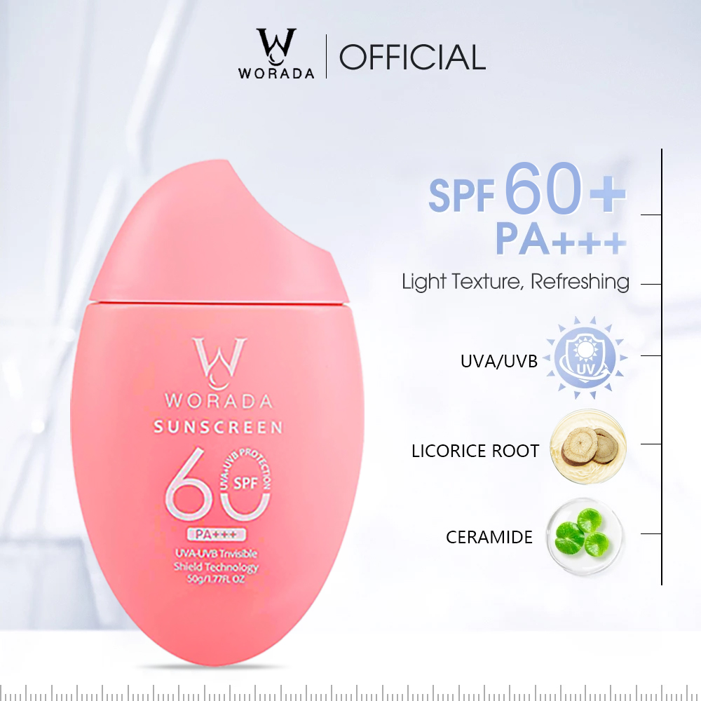 [FDA APPROVED] WORADA SPF60 Face Sunscreen 50g Sunblock Whitening Cream ...