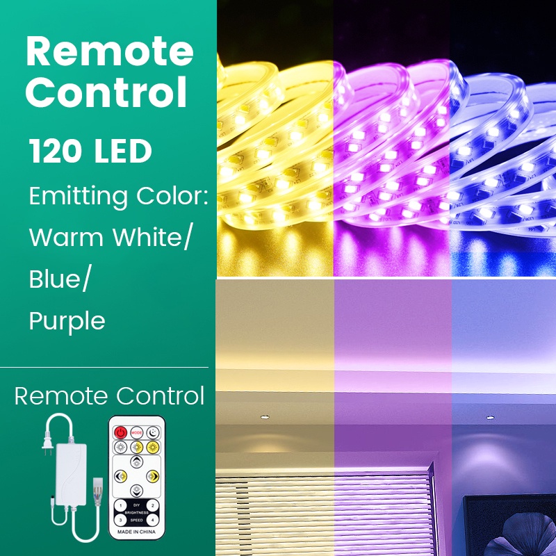 5M-30M Tri-Colors Remote Control Dimming LED strip Light Waterproof ...