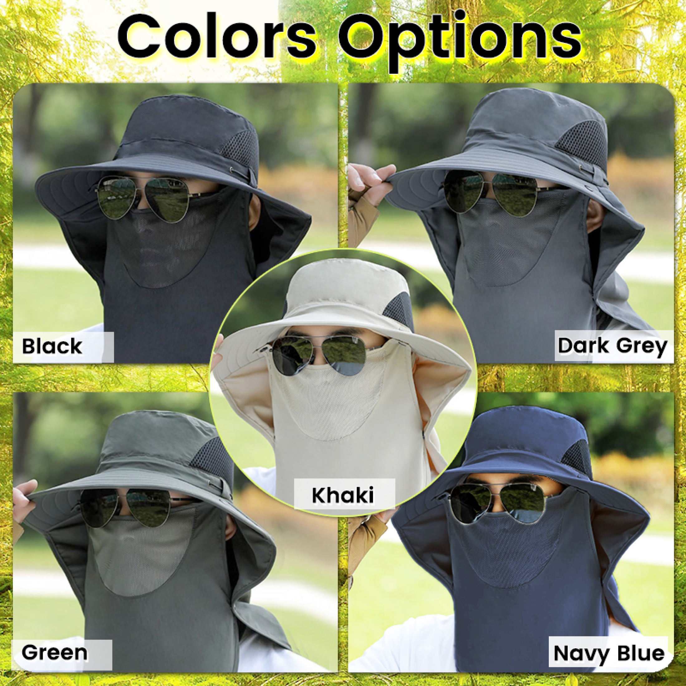 Fishing Hat Outdoor Men Sun Fisherman Hat Cap Sun Protection UV-proof ...