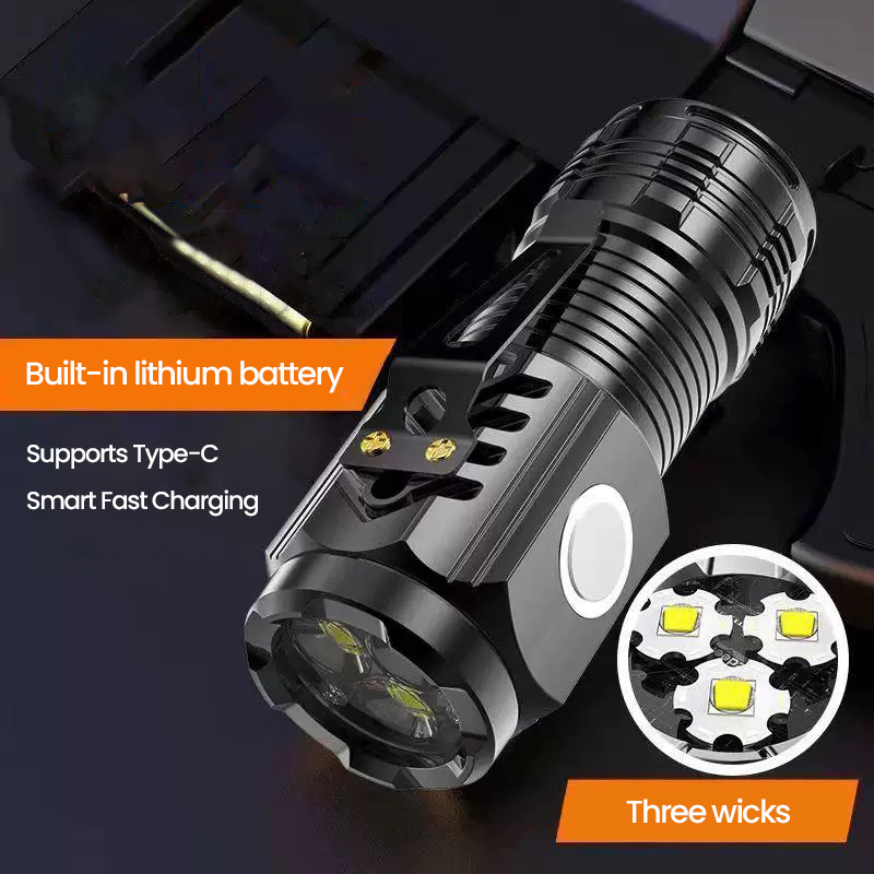 Portable Mini Escort Flashlight USB Rechargeable Searchlight Outdoor ...
