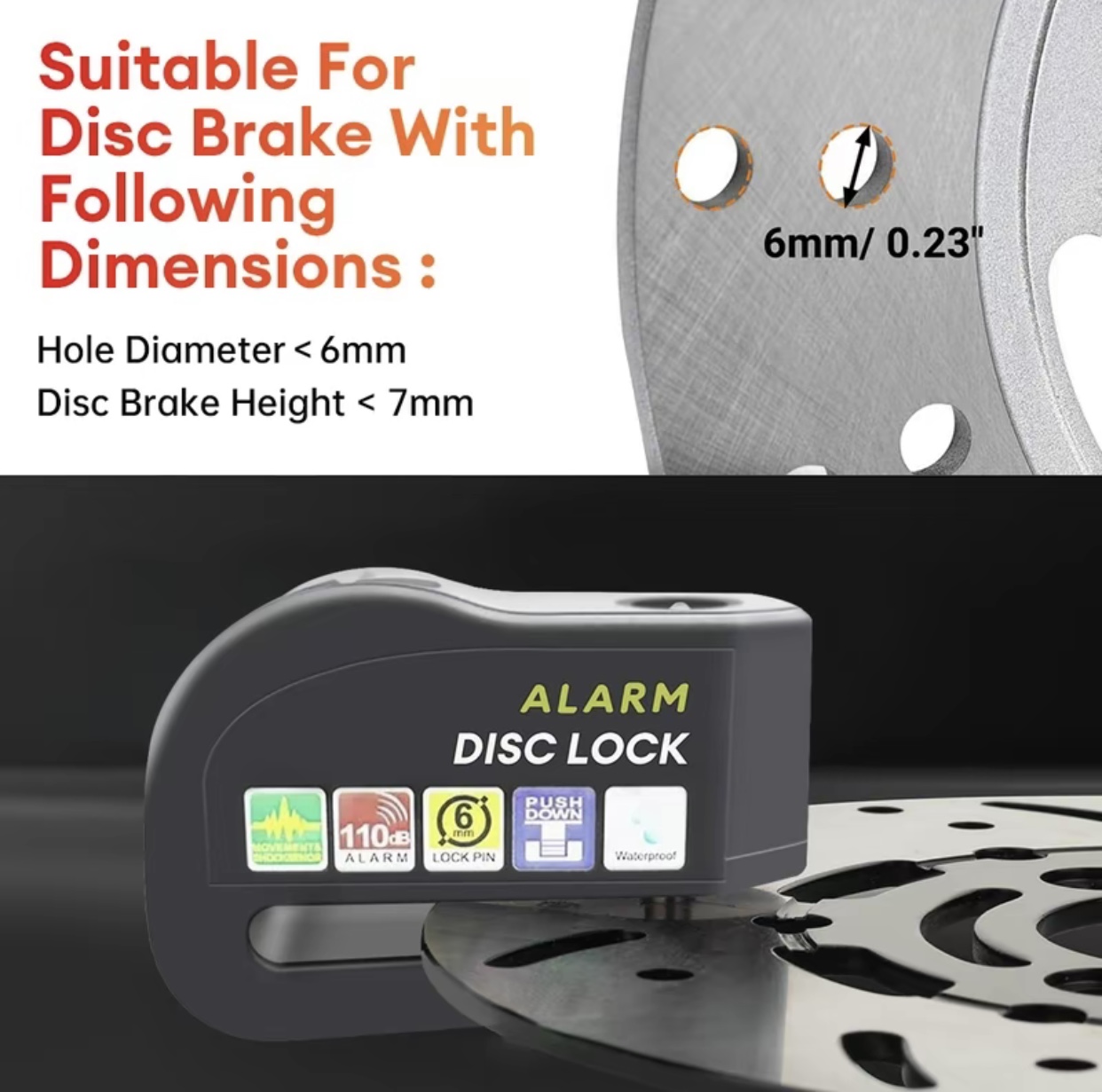 Motorcycle Alarm Lock Motorbike Bike Anti-theft Lock Wheel Disc Brake ...