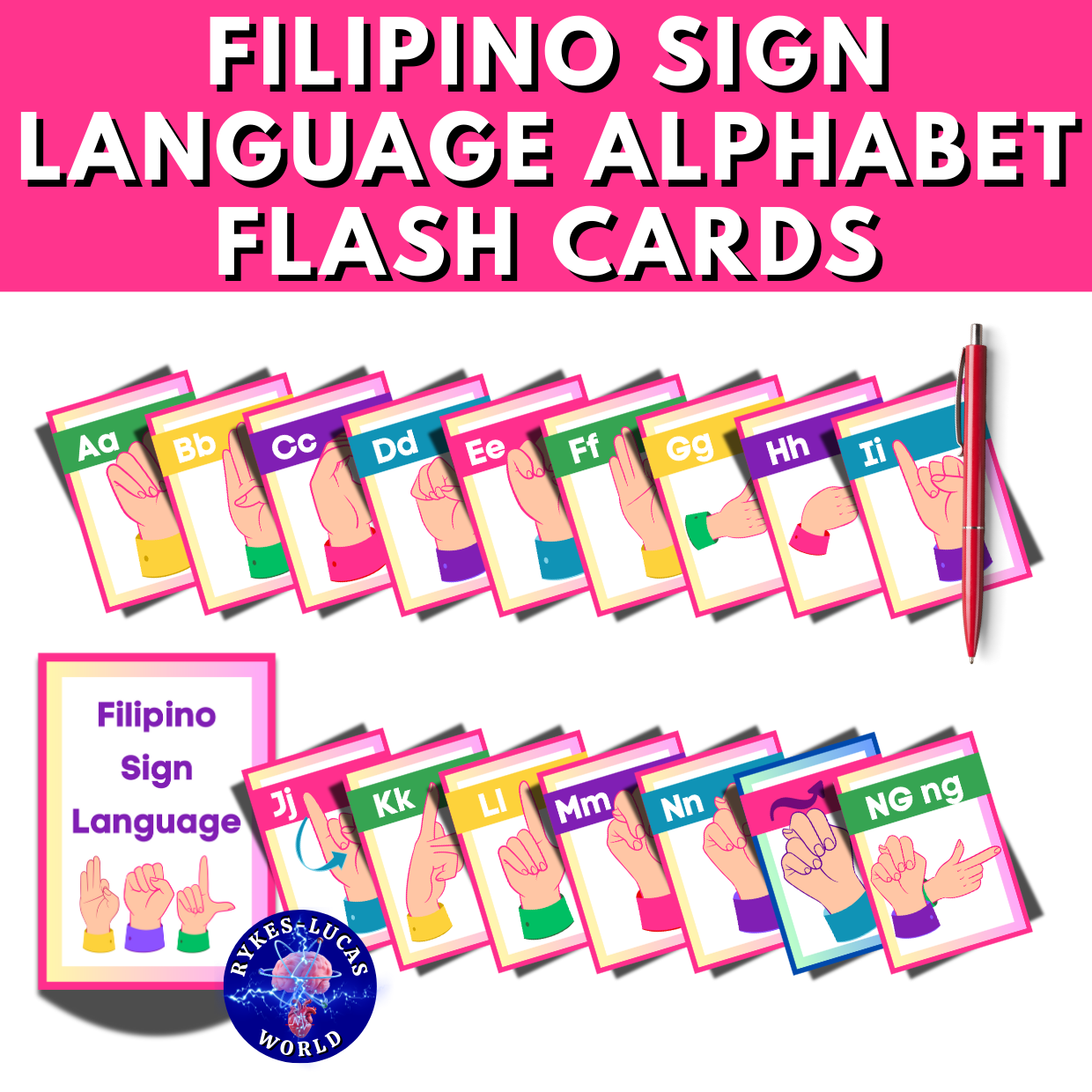 FILIPINO SIGN LANGUAGE ALPHABET FLASH CARDS FOR KIDS EDUCATIONAL ...