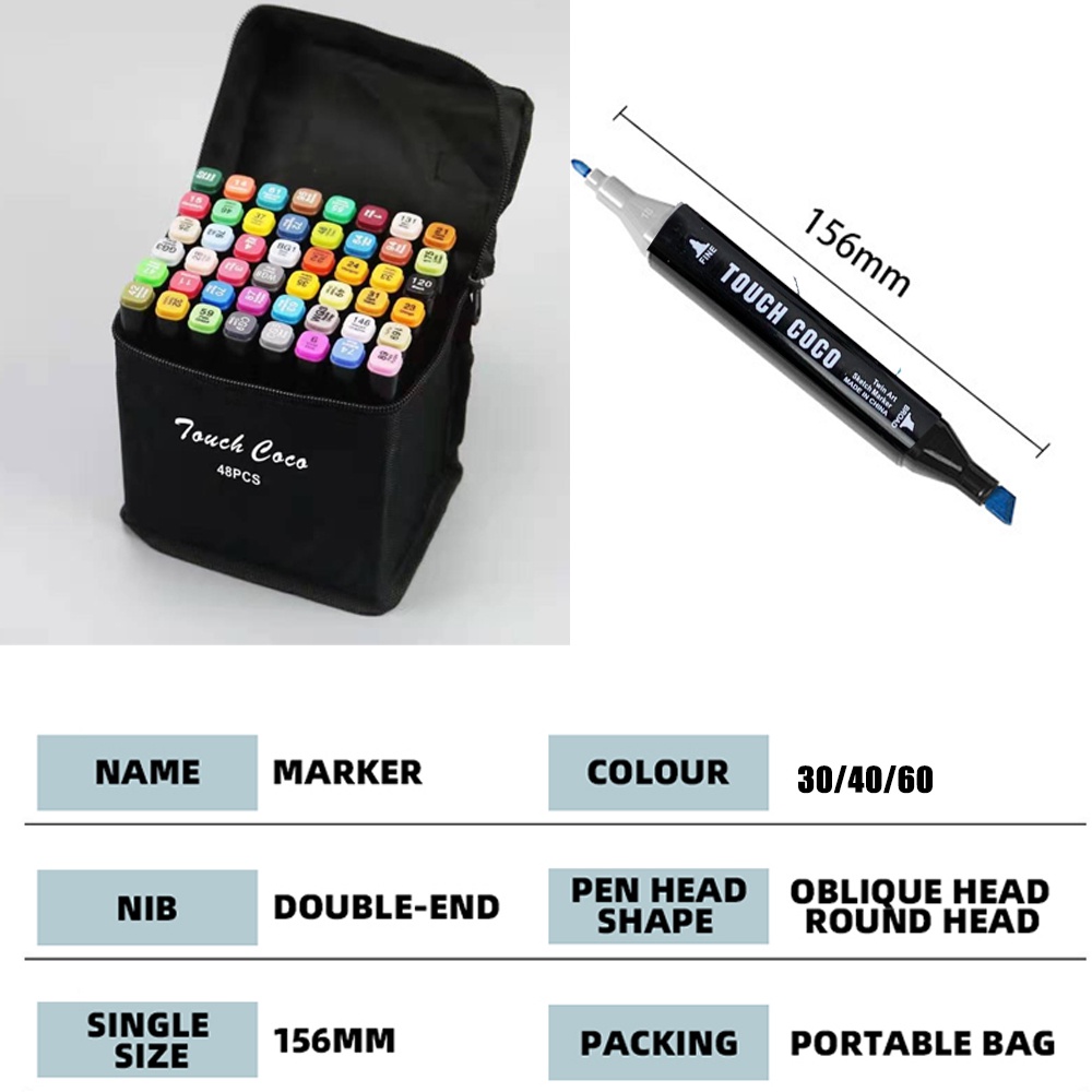 Marking pen 12/24/30/48/60/80 Color group Double head hard head student ...