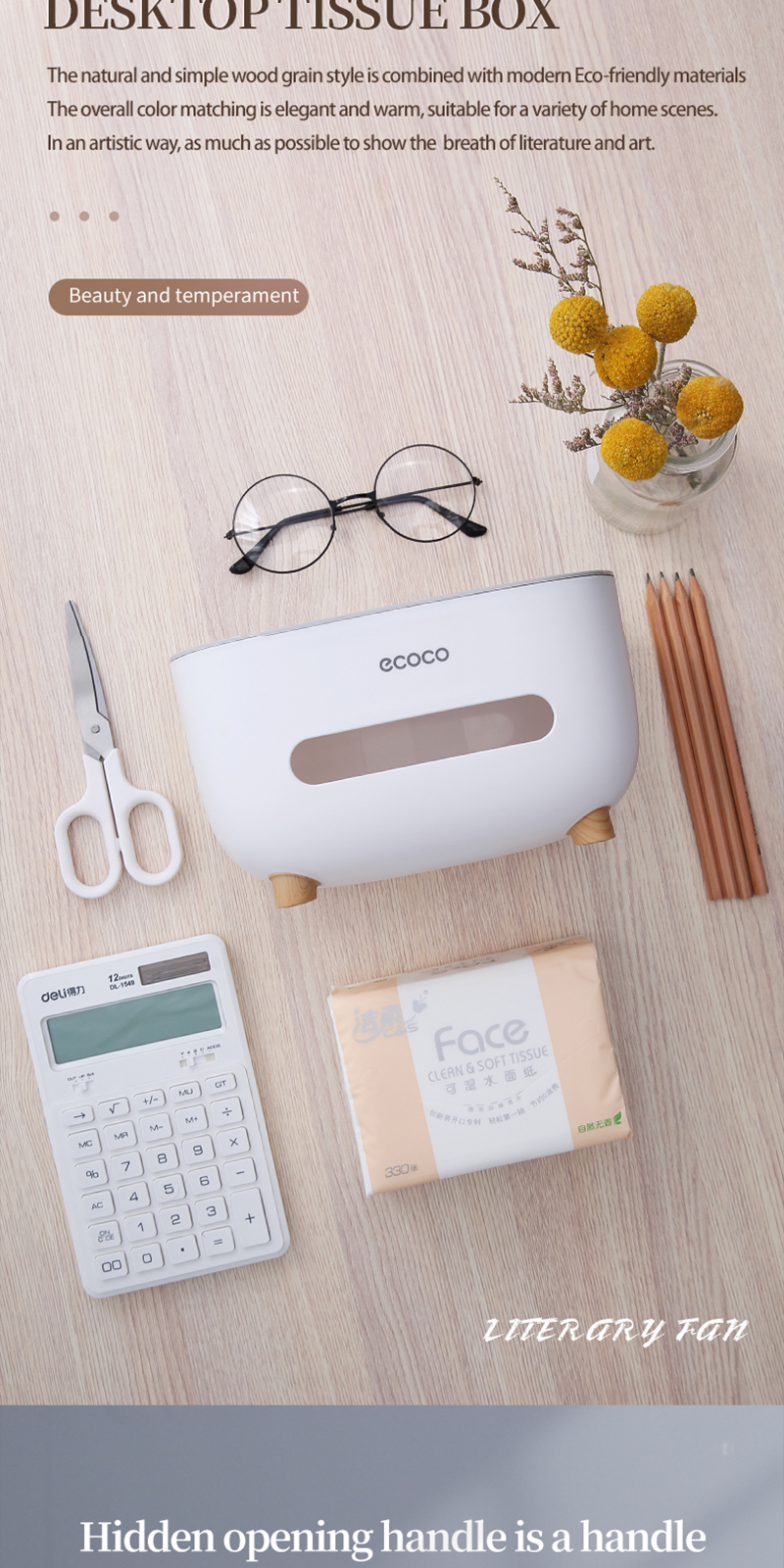 Ecoco Desktop Tissue Holder Tissue Storage Organizer Box with Mobile ...