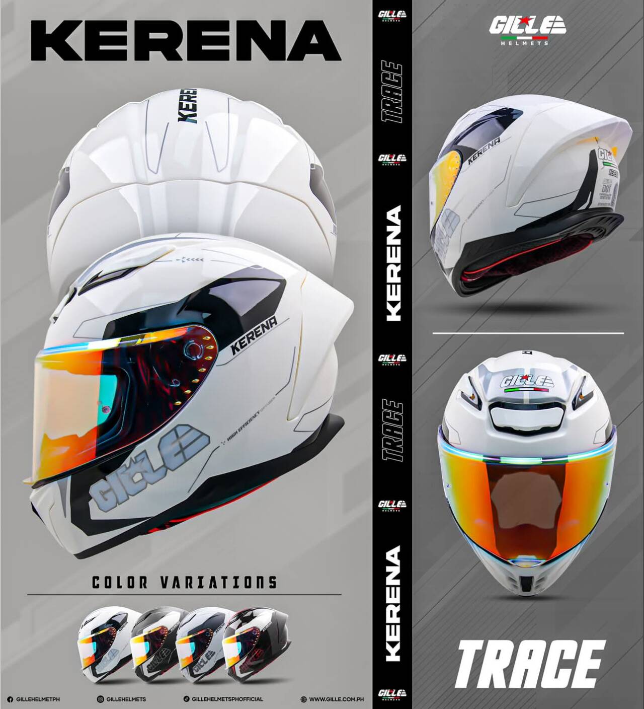 【𝑶𝑭𝑭𝑰𝑪𝑰𝑨𝑳】GILLE KERENA Revo Visor Mono Helmet Full Face for Motorcycle ...