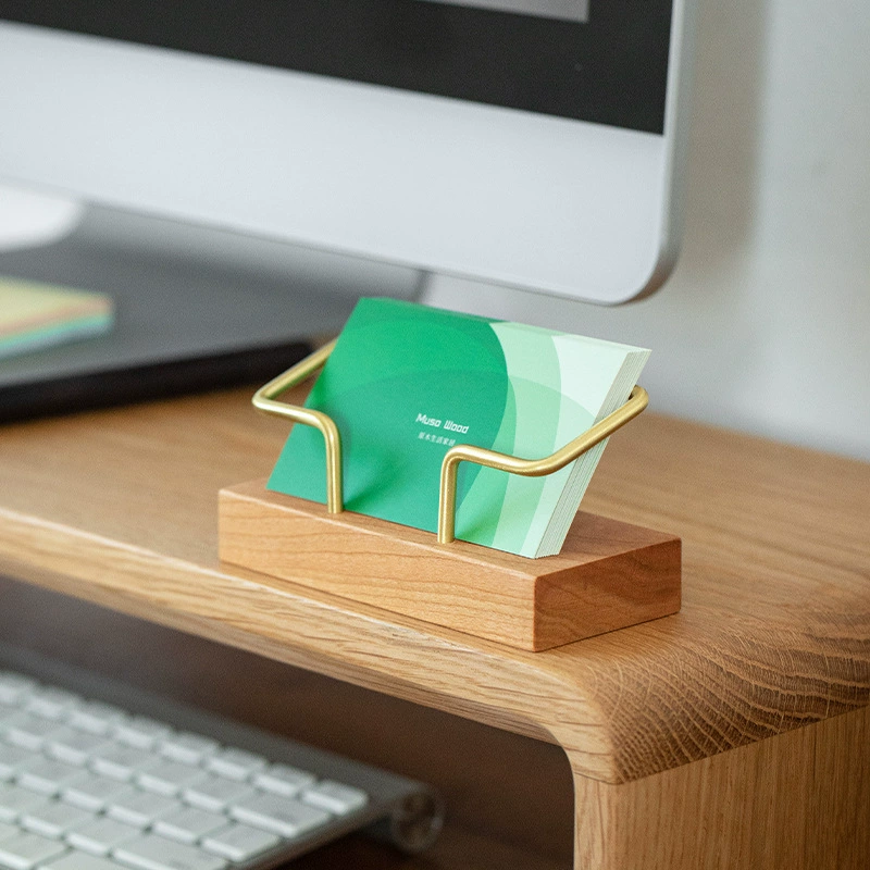 Beech Business Card Holder Desk Display Stand Business Card Organizer ...